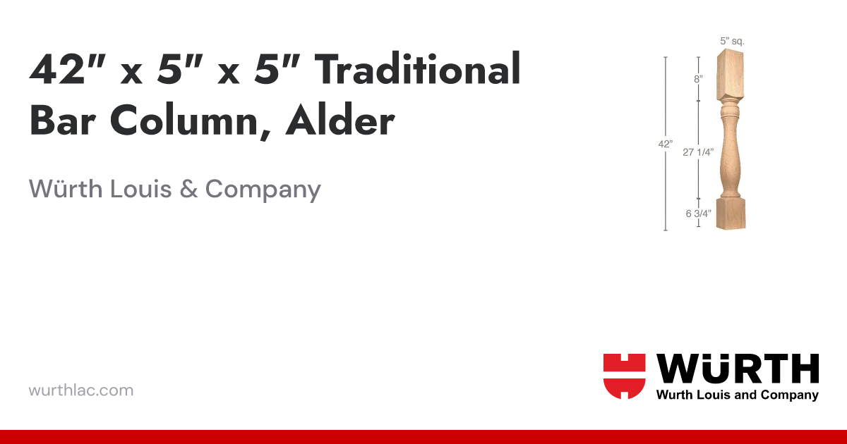 42" x 5" x 5" Traditional Bar Column, Alder | Würth Louis & Company