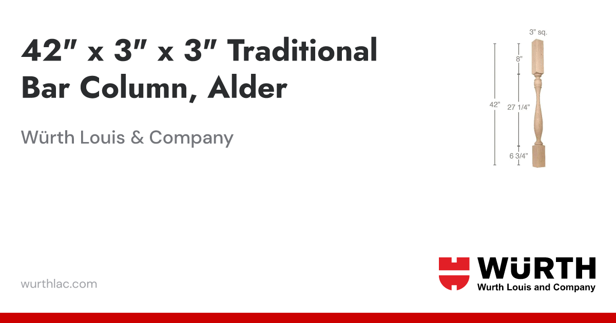 42" x 3" x 3" Traditional Bar Column, Alder | Würth Louis & Company