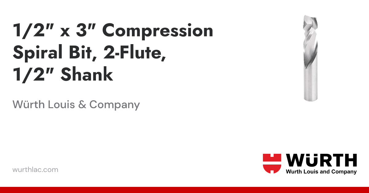 1/2" x 3" Compression Spiral Bit, 2-Flute, 1/2" Shank | Würth Louis ...