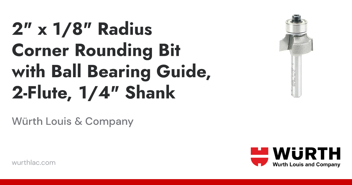 2" x 1/8" Radius Corner Rounding Bit with Ball Bearing Guide, 2-Flute ...