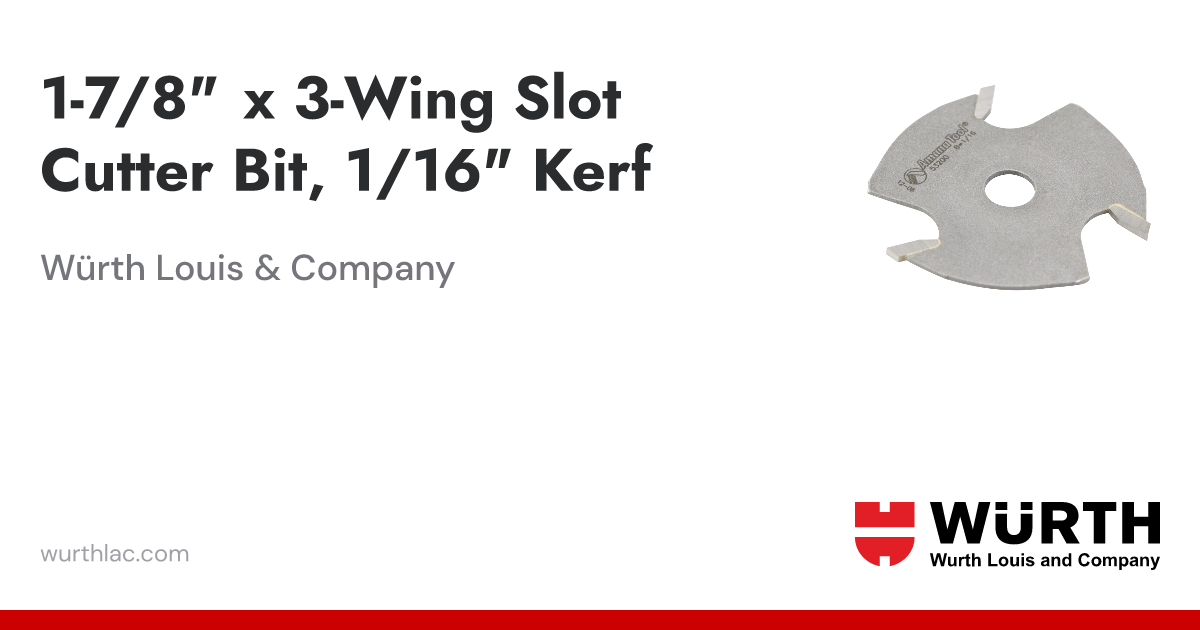1-7/8" x 3-Wing Slot Cutter Bit, 1/16" Kerf | Würth Louis & Company