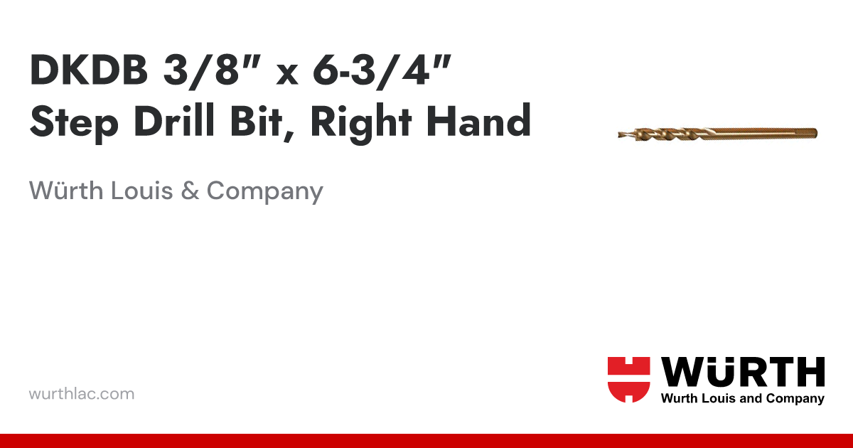 DKDB 3/8" x 6-3/4" Step Drill Bit, Right Hand | Würth Louis & Company