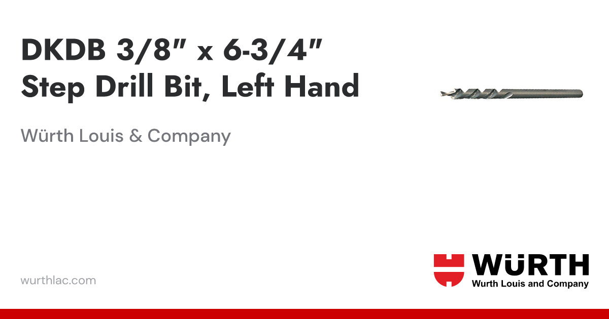 DKDB 3/8" x 6-3/4" Step Drill Bit, Left Hand | Würth Louis & Company