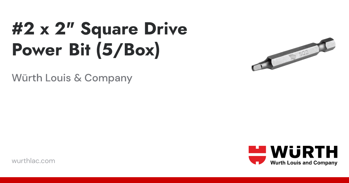 #2 x 2" Square Drive Power Bit (5/Box) | Würth Louis & Company