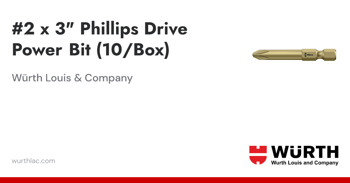 #2 x 3" Phillips Drive Power Bit (10/Box) | Würth Louis & Company