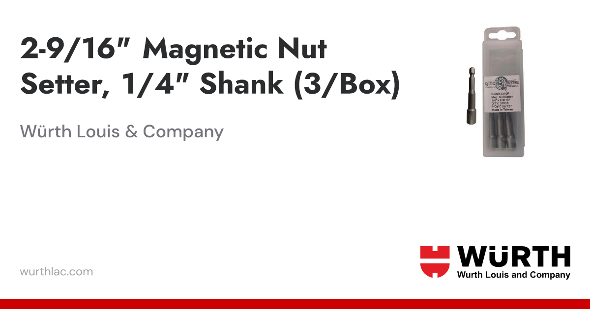 2-9/16" Magnetic Nut Setter, 1/4" Shank (3/Box) | Würth Louis & Company