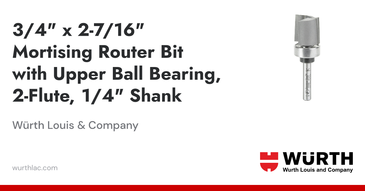3/4" x 2-7/16" Mortising Router Bit with Upper Ball Bearing, 2-Flute, 1 ...