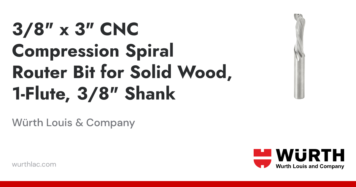 3/8" x 3" CNC Compression Spiral Router Bit for Solid Wood, 1-Flute, 3/ ...