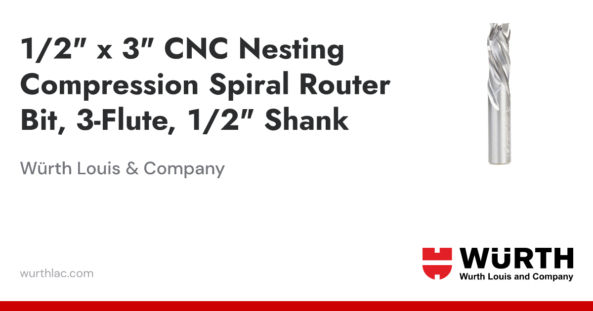 1/2" x 3" CNC Nesting Compression Spiral Router Bit, 3-Flute, 1/2 ...