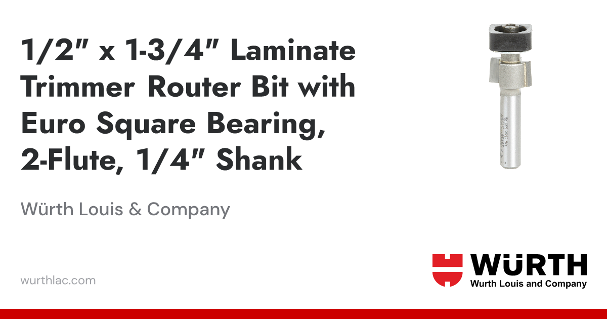 1/2" x 1-3/4" Laminate Trimmer Router Bit with Euro Square Bearing, 2 ...
