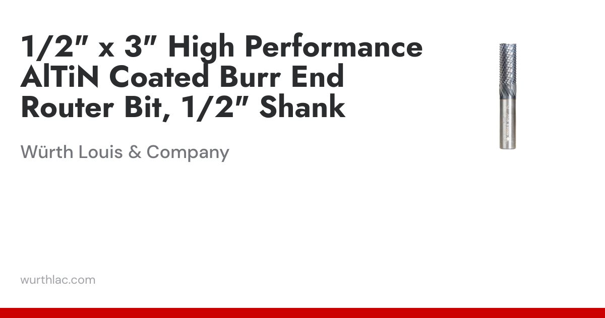 1/2" x 3" High Performance AlTiN Coated Burr End Router Bit, 1/2" Shank ...