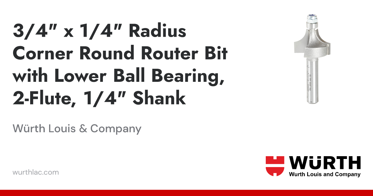 3/4" x 1/4" Radius Corner Round Router Bit with Lower Ball Bearing, 2 ...