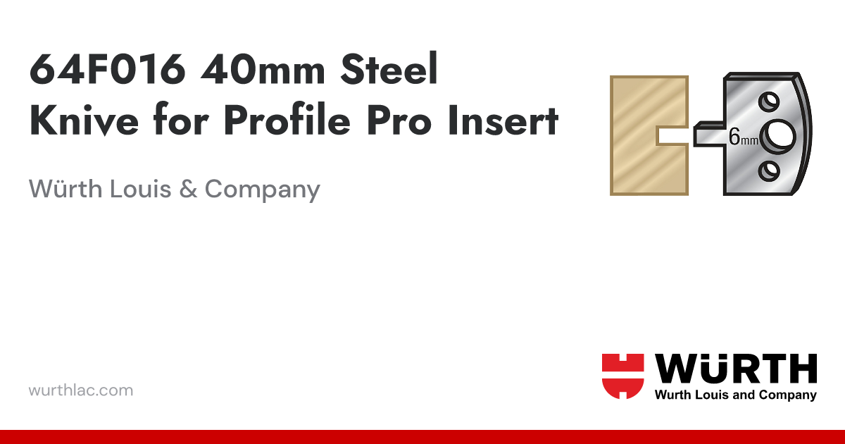64F016 40mm Steel Knive for Profile Pro Insert | Würth Louis & Company