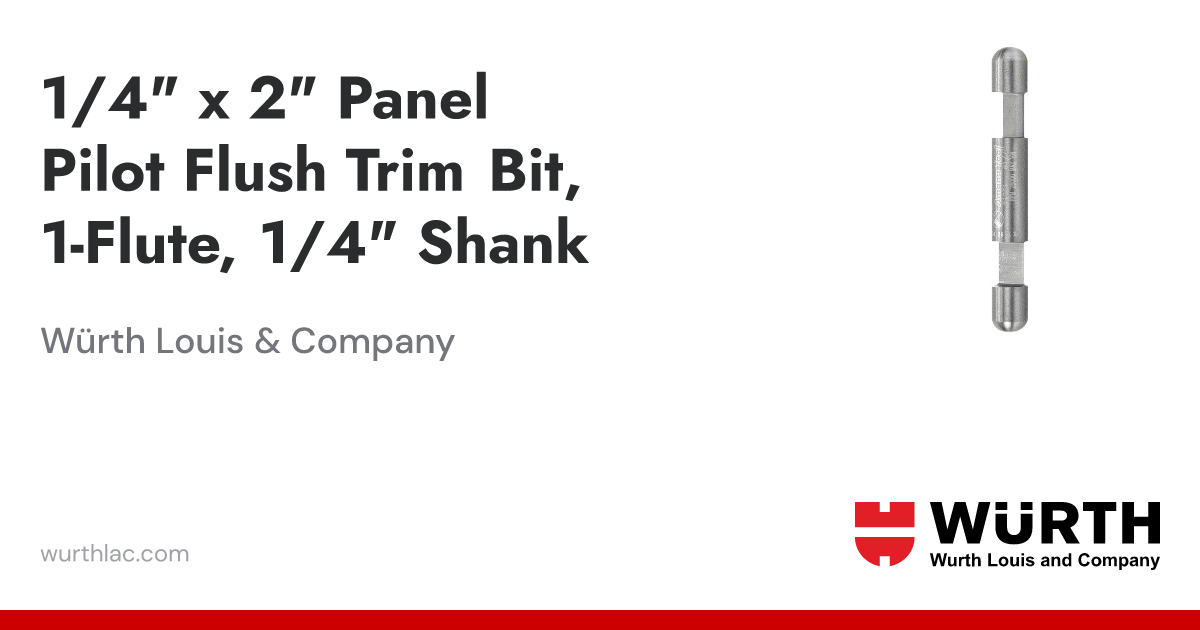1/4" x 2" Panel Pilot Flush Trim Bit, 1-Flute, 1/4" Shank | Würth Louis ...