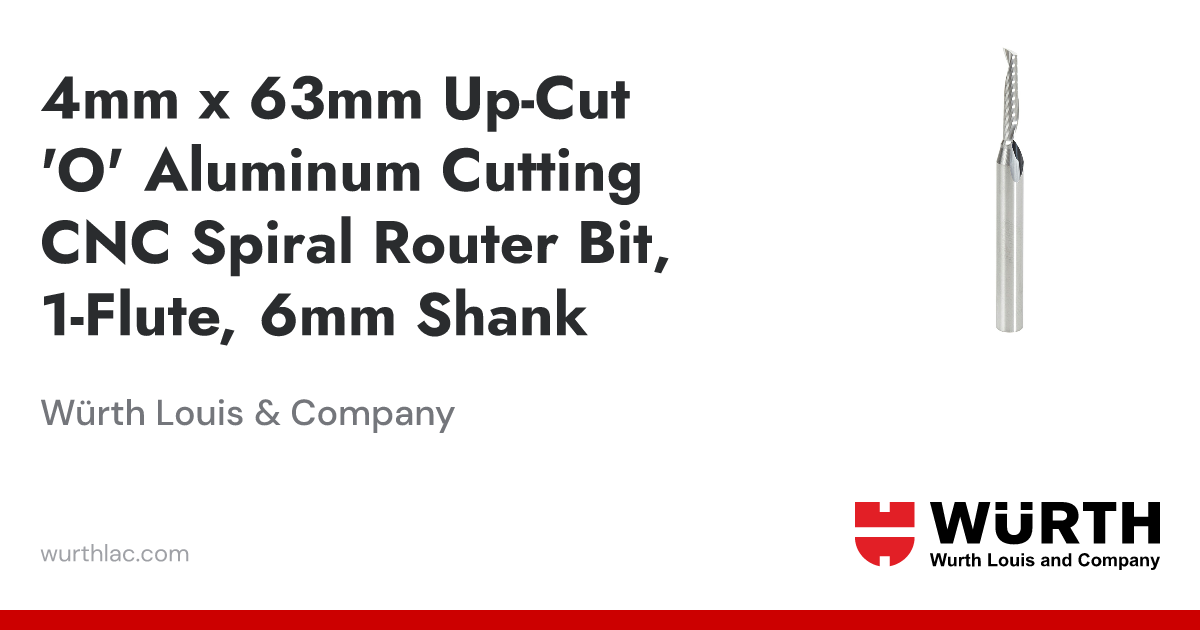 4mm x 63mm Up-Cut 'O' Aluminum Cutting CNC Spiral Router Bit, 1-Flute ...