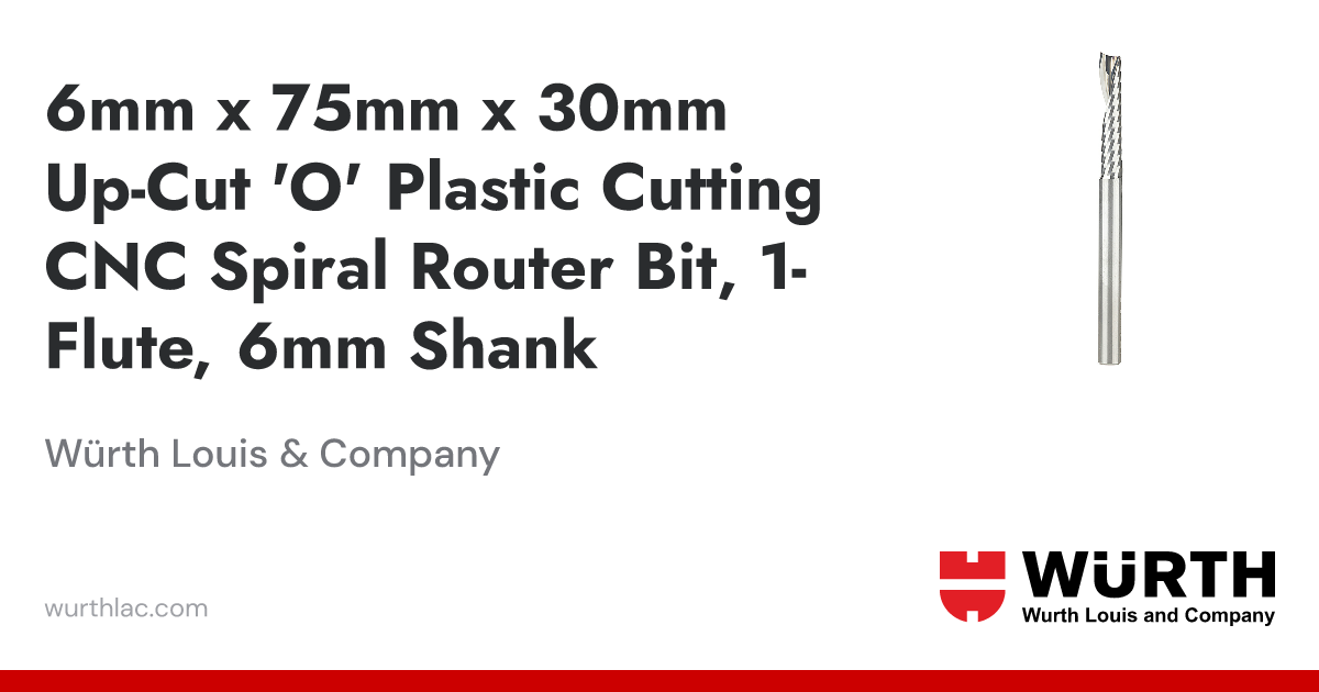 6mm x 75mm x 30mm Up-Cut 'O' Plastic Cutting CNC Spiral Router Bit, 1 ...