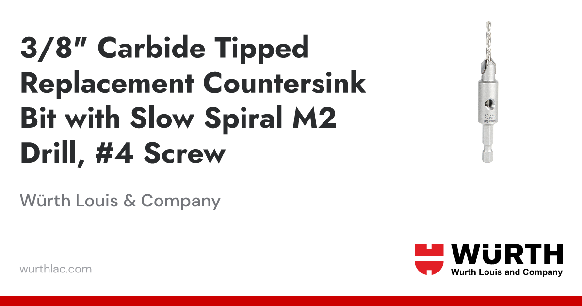 3/8" Carbide Tipped Replacement Countersink Bit with Slow Spiral M2 ...