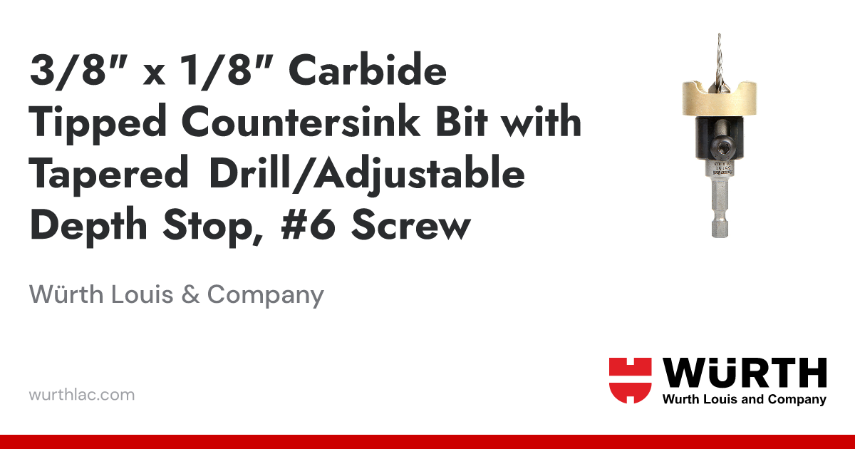 3/8" x 1/8" Carbide Tipped Countersink Bit with Tapered Drill ...