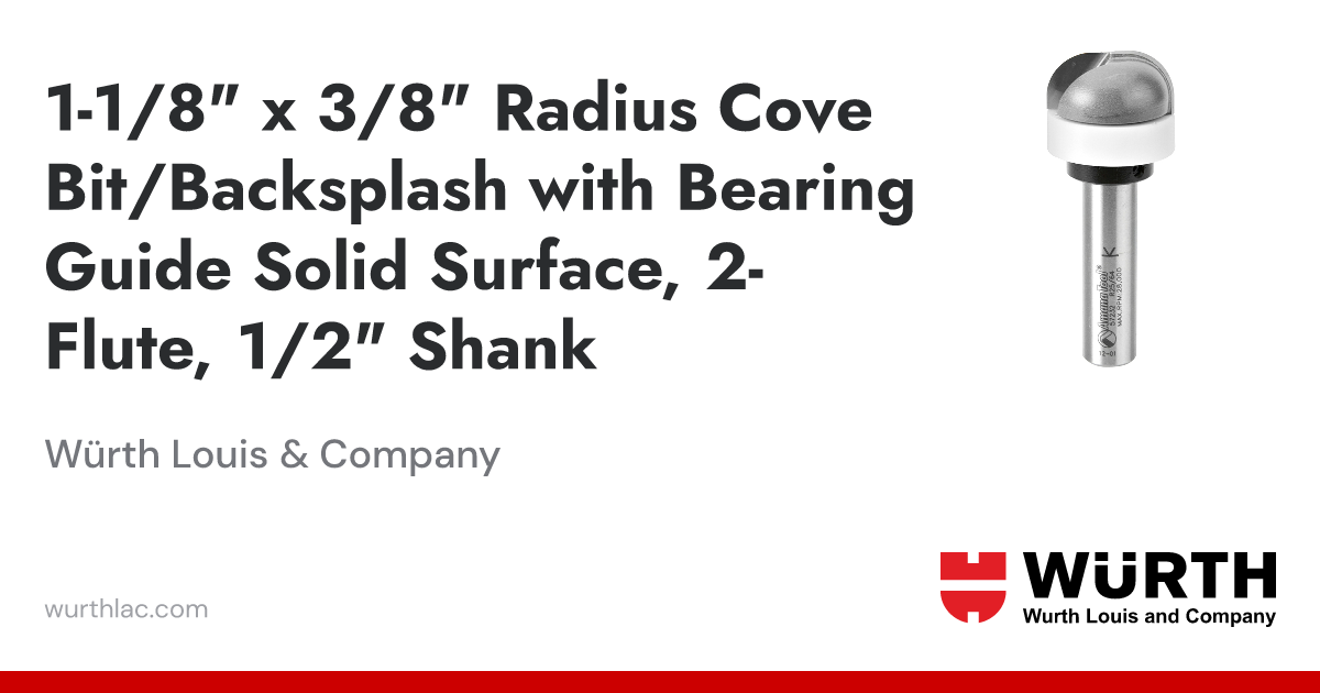 1-1/8" x 3/8" Radius Cove Bit/Backsplash with Bearing Guide Solid ...