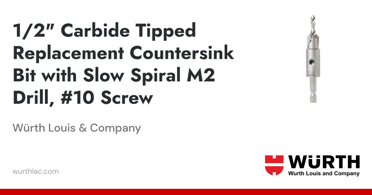 1/2" Carbide Tipped Replacement Countersink Bit with Slow Spiral M2 ...
