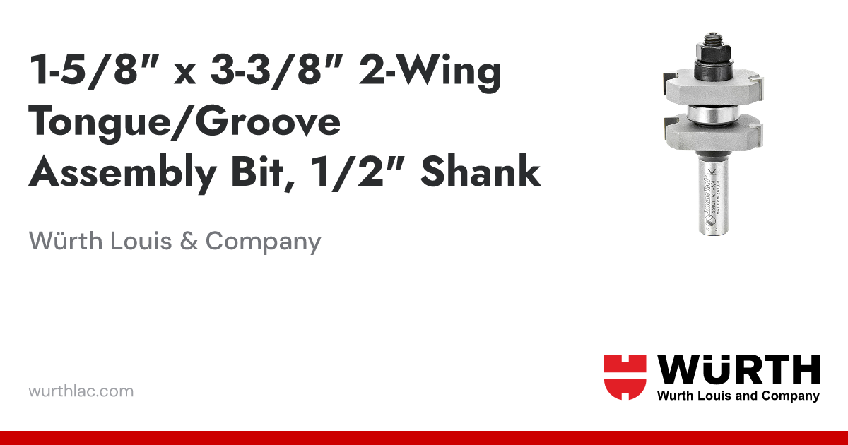 1-5/8" x 3-3/8" 2-Wing Tongue/Groove Assembly Bit, 1/2" Shank | Würth ...