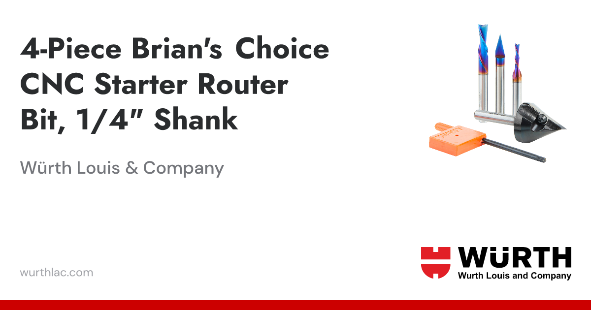4-Piece Brian's Choice CNC Starter Router Bit, 1/4" Shank | Würth Louis ...