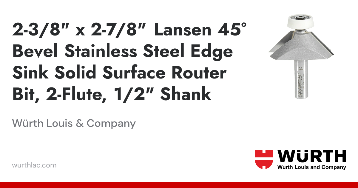 2-3/8" x 2-7/8" Lansen 45° Bevel Stainless Steel Edge Sink Solid ...