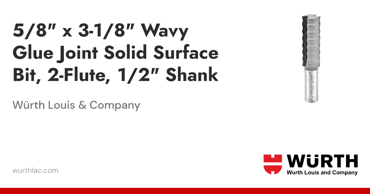 5/8" x 3-1/8" Wavy Glue Joint Solid Surface Bit, 2-Flute, 1/2" Shank ...