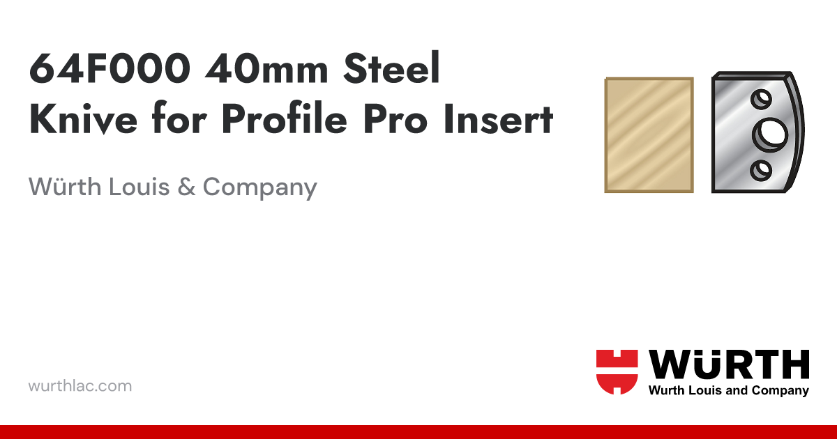 64F000 40mm Steel Knive for Profile Pro Insert | Würth Louis & Company
