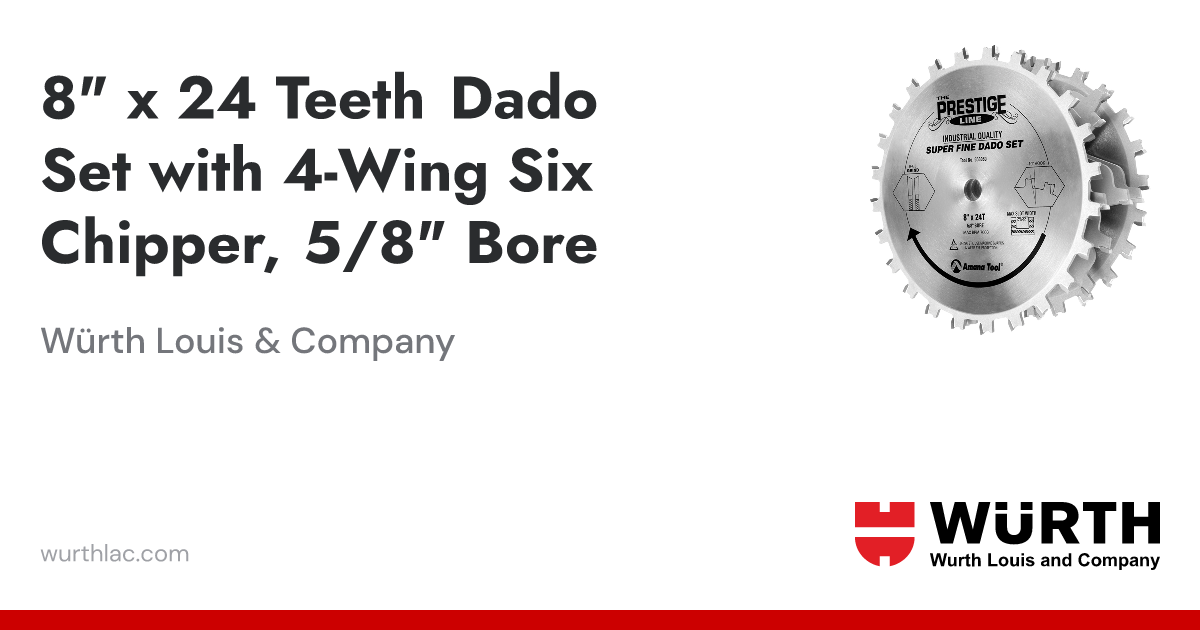 8" x 24 Teeth Dado Set with 4-Wing Six Chipper, 5/8" Bore | Würth Louis ...