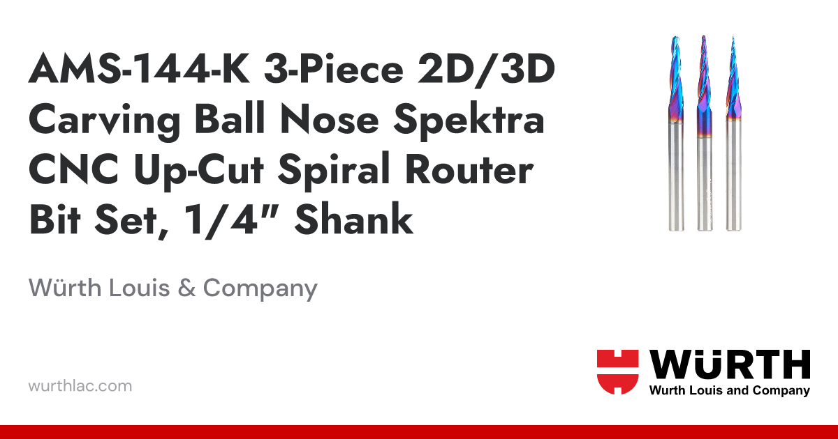 AMS-144-K 3-Piece 2D/3D Carving Ball Nose Spektra CNC Up-Cut Spiral ...