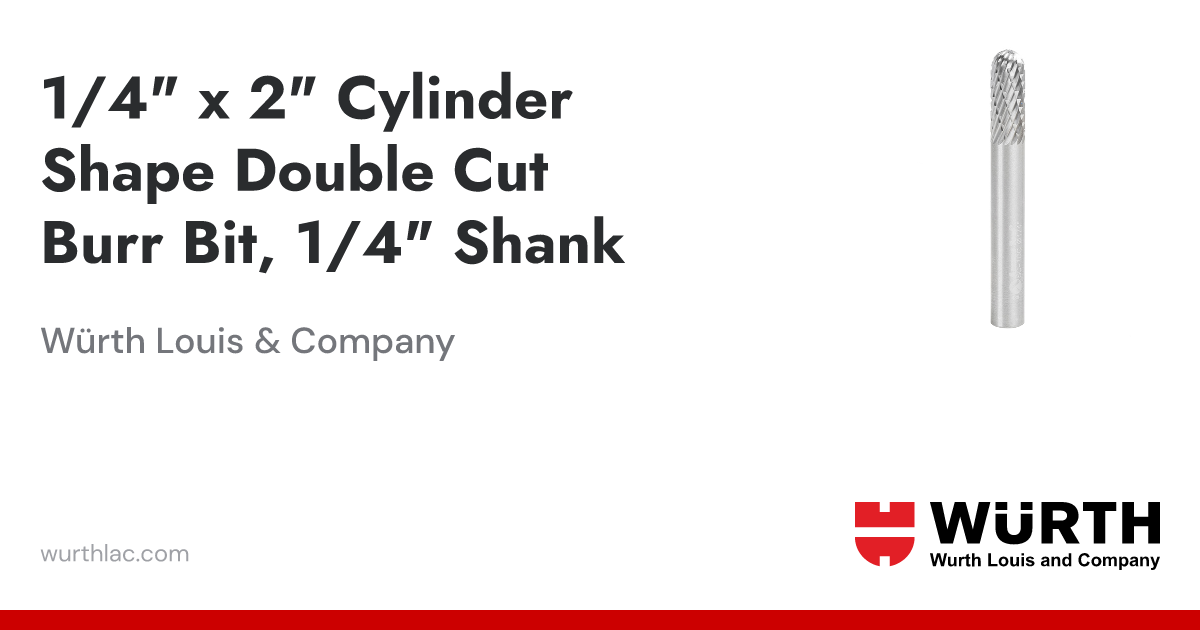 1/4" x 2" Cylinder Shape Double Cut Burr Bit, 1/4" Shank | Würth Louis ...