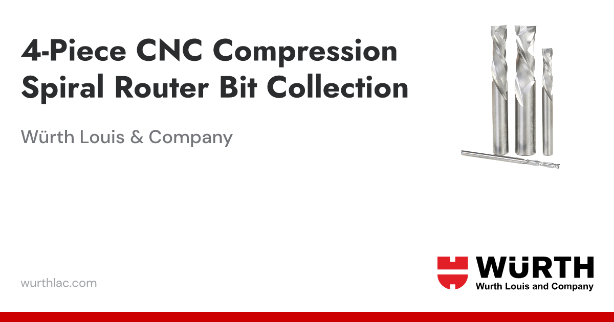 4-Piece CNC Compression Spiral Router Bit Collection | Würth Louis ...
