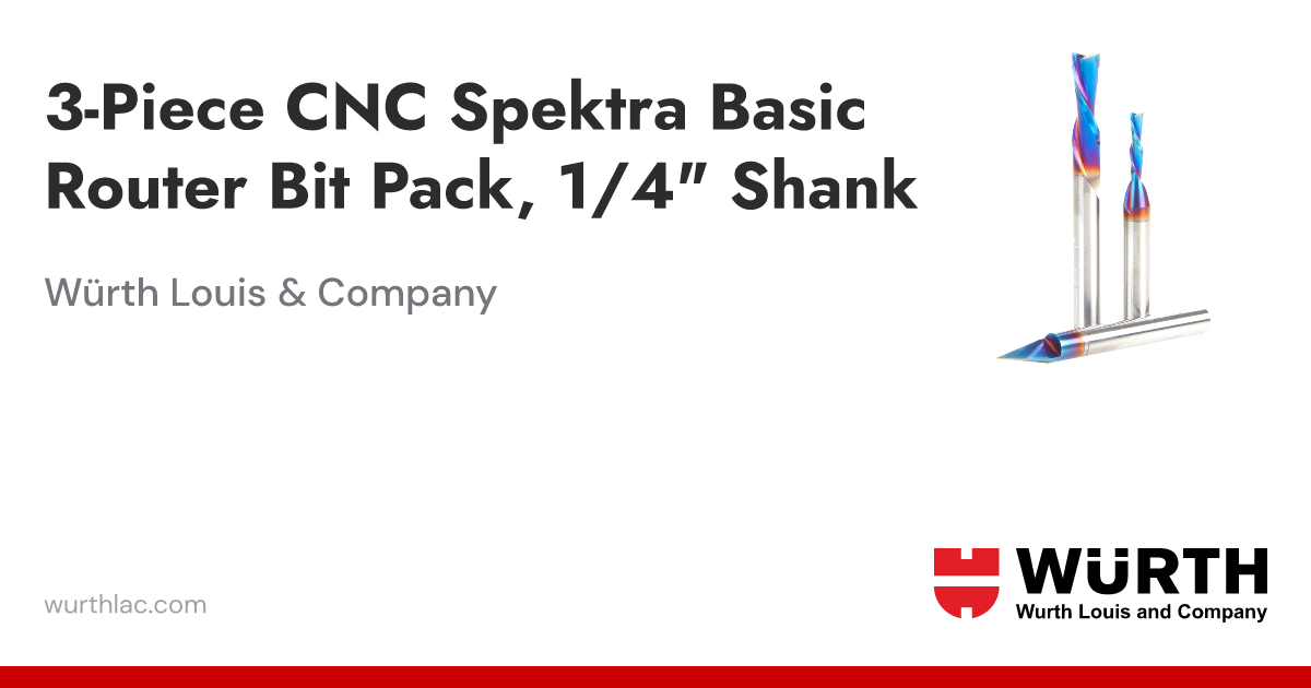 3-Piece CNC Spektra Basic Router Bit Pack, 1/4" Shank | Würth Louis & Company