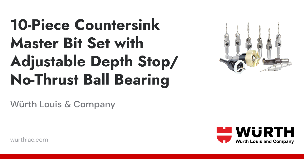 10-Piece Countersink Master Bit Set with Adjustable Depth Stop/No ...