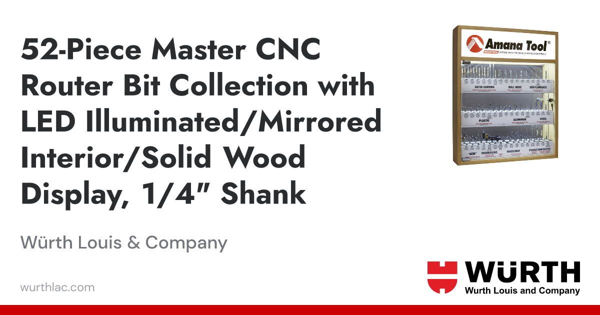 52-Piece Master CNC Router Bit Collection with LED Illuminated/Mirrored ...