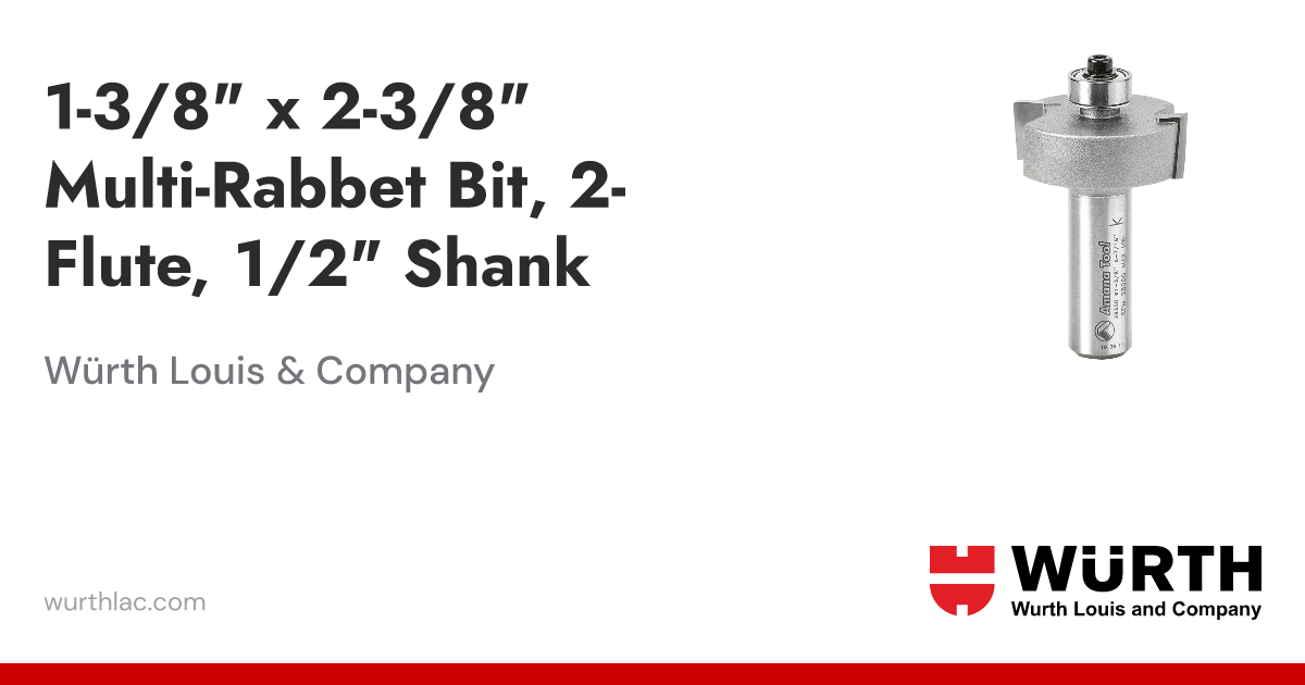 1-3/8" x 2-3/8" Multi-Rabbet Bit, 2-Flute, 1/2" Shank | Würth Louis ...
