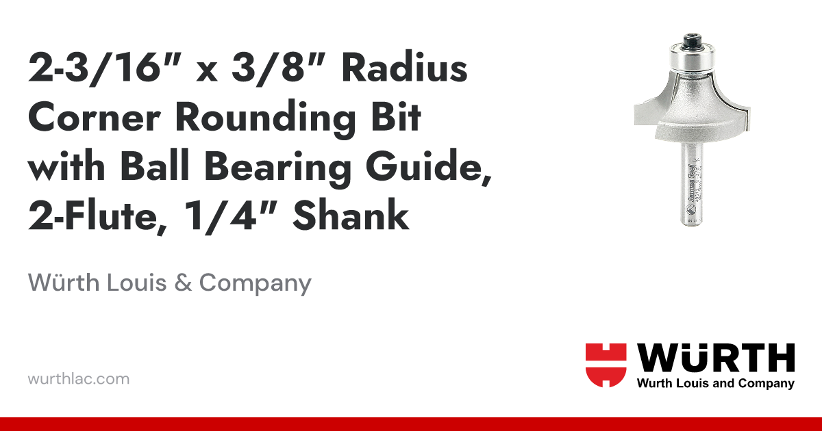 2-3/16" x 3/8" Radius Corner Rounding Bit with Ball Bearing Guide, 2 ...