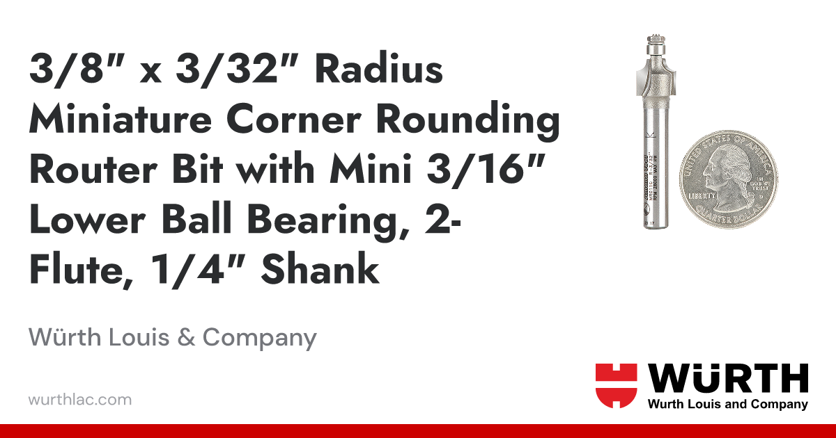 3/8" x 3/32" Radius Miniature Corner Rounding Router Bit with Mini 3/16 ...