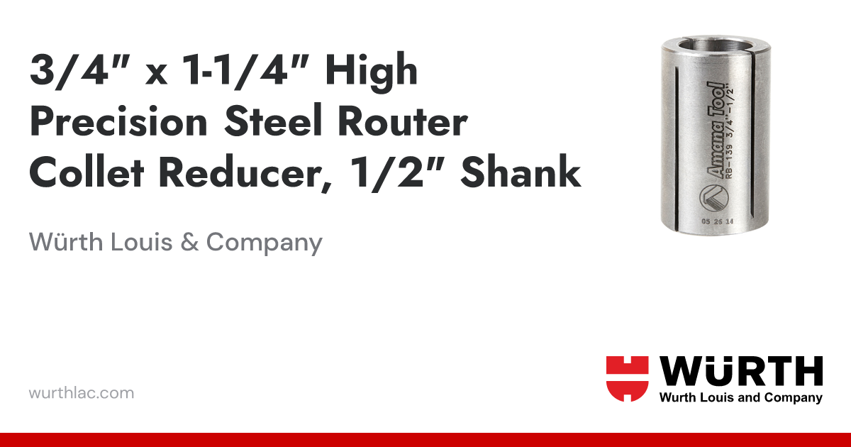 3/4" x 1-1/4" High Precision Steel Router Collet Reducer, 1/2" Shank ...