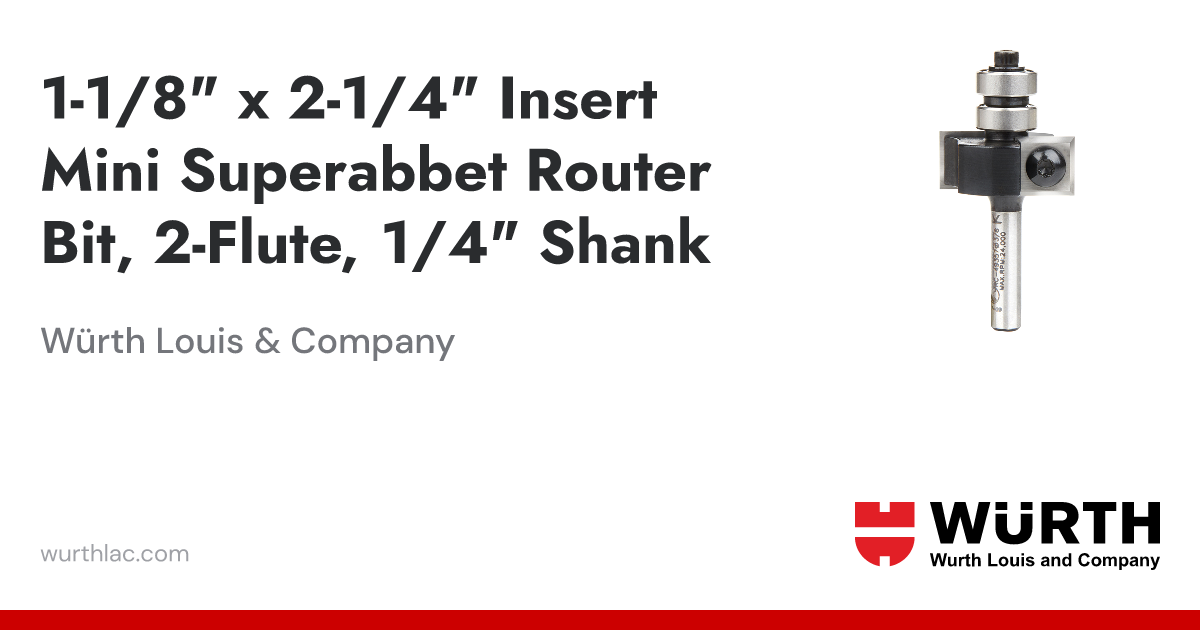 1-1/8" x 2-1/4" Insert Mini Superabbet Router Bit, 2-Flute, 1/4" Shank ...