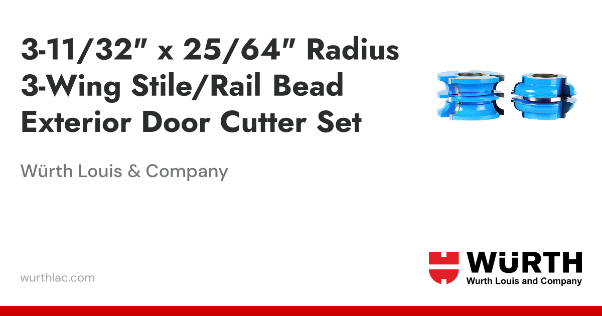 3-11/32" x 25/64" Radius 3-Wing Stile/Rail Bead Exterior Door Cutter ...