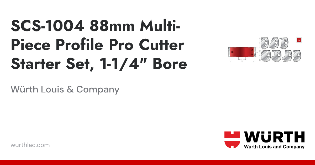SCS-1004 88mm Multi-Piece Profile Pro Cutter Starter Set, 1-1/4" Bore ...
