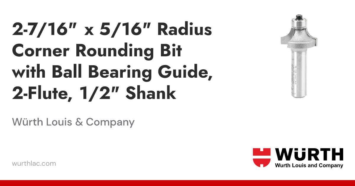 2-7/16" x 5/16" Radius Corner Rounding Bit with Ball Bearing Guide, 2 ...