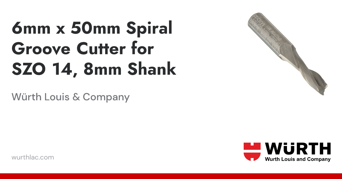 6mm x 50mm Spiral Groove Cutter for SZO 14, 8mm Shank | Würth Louis ...