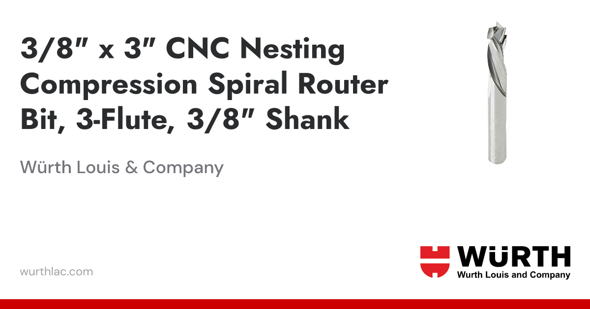 3/8" x 3" CNC Nesting Compression Spiral Router Bit, 3-Flute, 3/8 ...