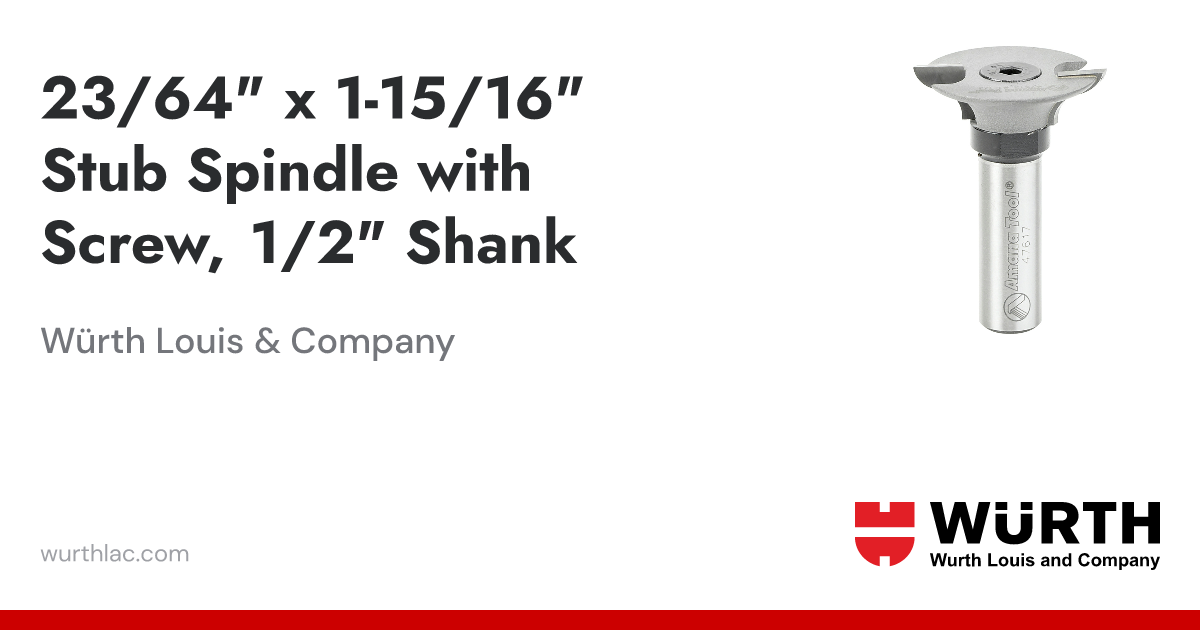 23/64" x 1-15/16" Stub Spindle with Screw, 1/2" Shank | Würth Louis ...