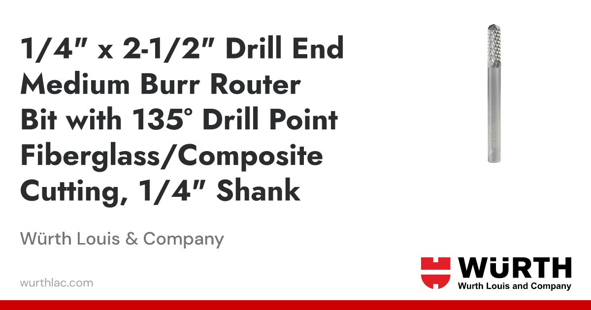 1/4" x 2-1/2" Drill End Medium Burr Router Bit with 135° Drill Point ...