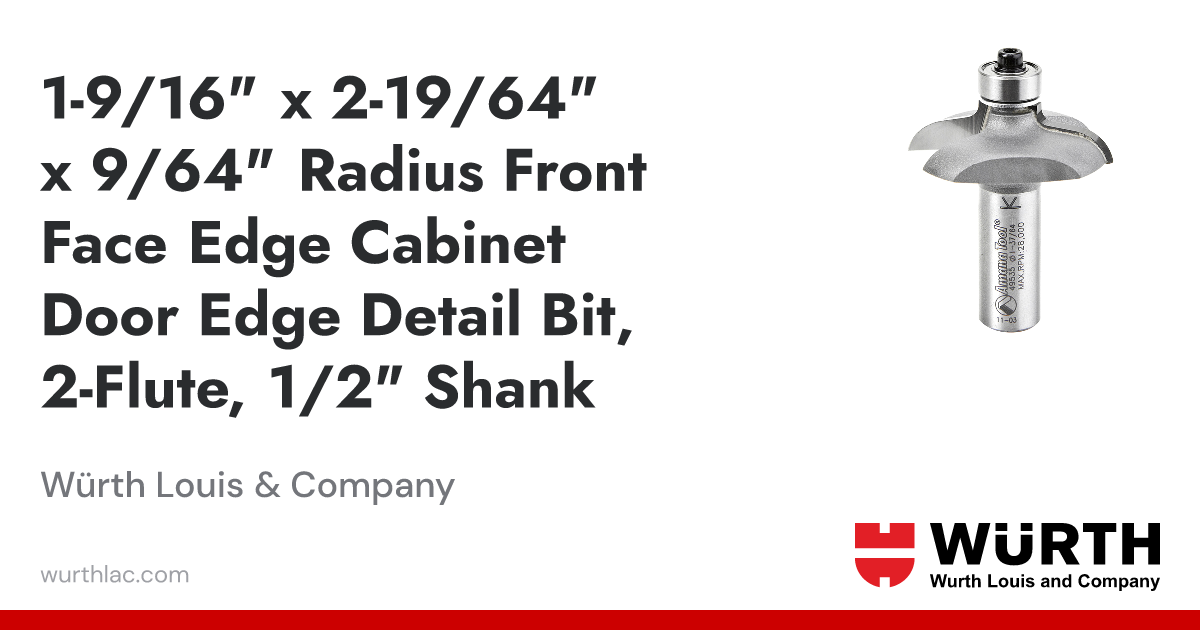 1-9/16" x 2-19/64" x 9/64" Radius Front Face Edge Cabinet Door Edge ...