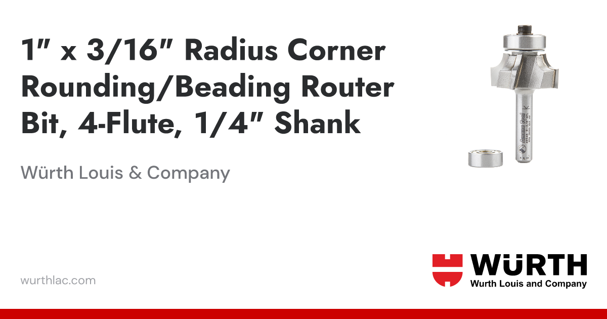 1" x 3/16" Radius Corner Rounding/Beading Router Bit, 4-Flute, 1/4 ...